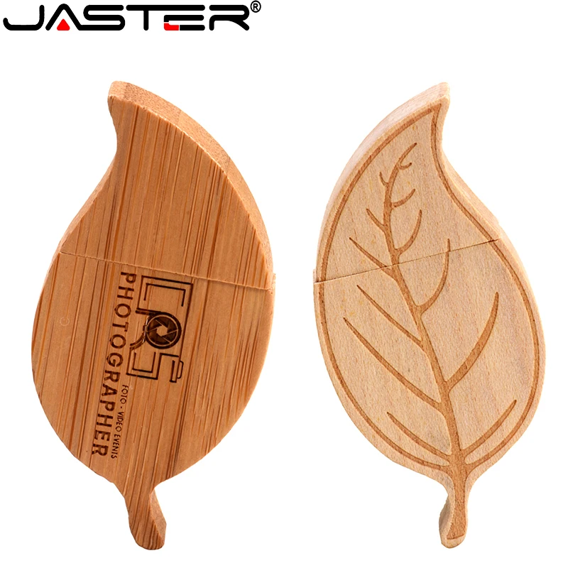 JASTER USB flash drive Wooden leaf Free Custom logo Pen drive creative ...