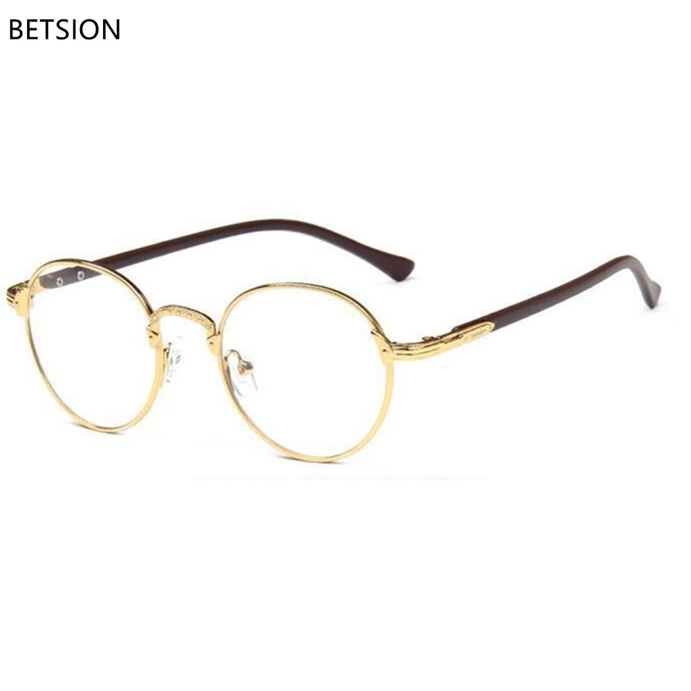 Betsion Vintage Oval Eyeglass Frame Man Women Plain Glasses Clear Full ...