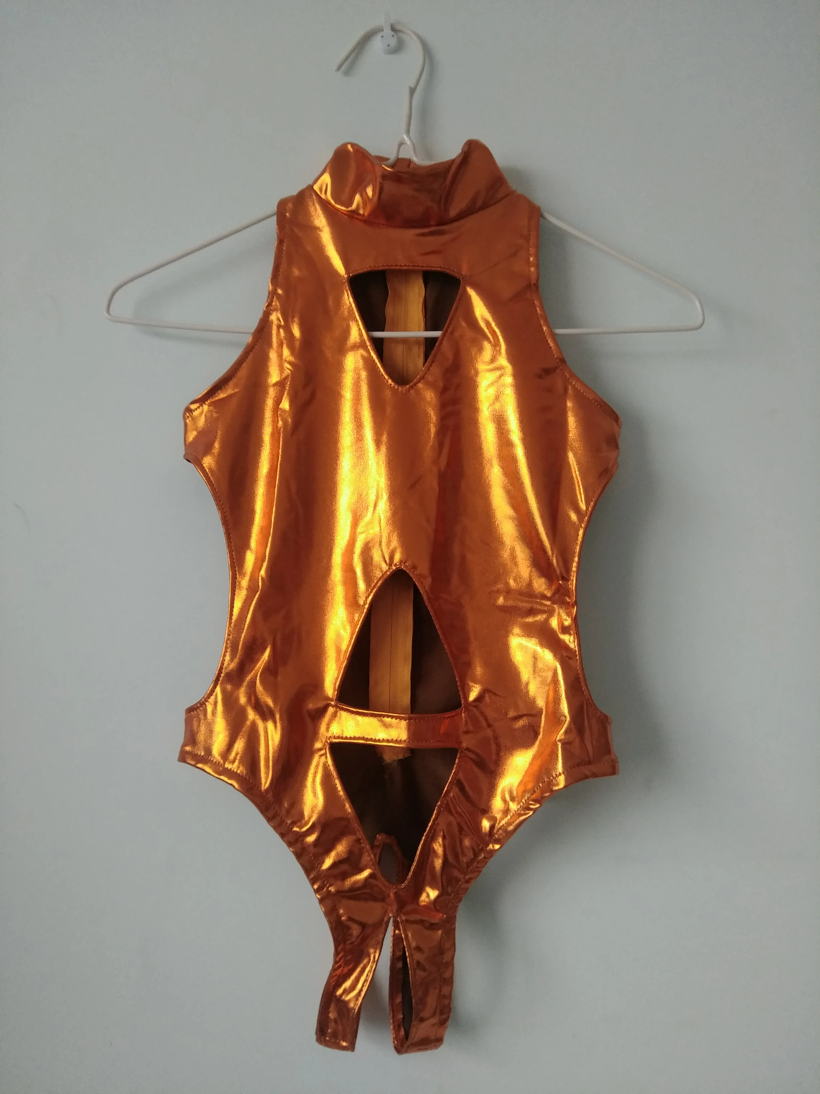 New style women Girls Hollow out Leotard gold Shiny Metallic Gymnastics ...