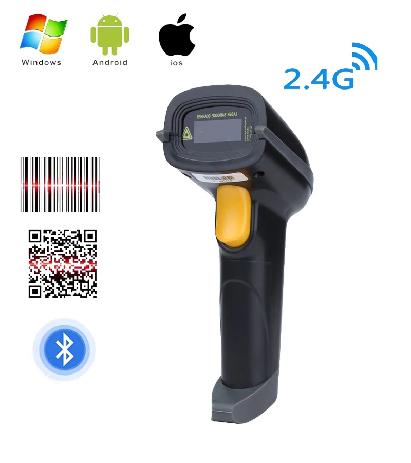 Portable 1D 2D Wireless Scanner Barcode QR Code Scanner Bluetooth ...