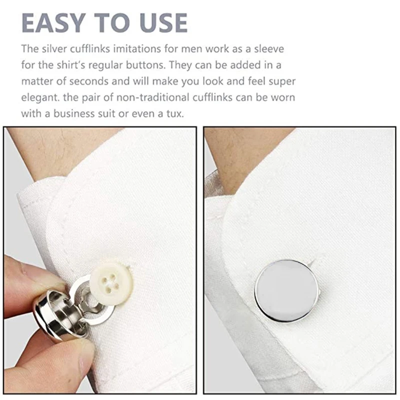 1 Pair Brass Round Cuff Button Cover Cuff Links for Wedding Formal ...