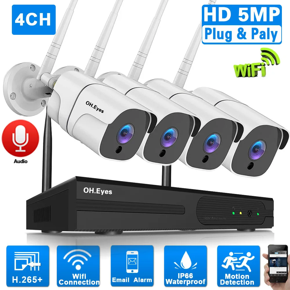 Sistema de videovigilancia inalámbrico para exteriores, Kit de cámara ...