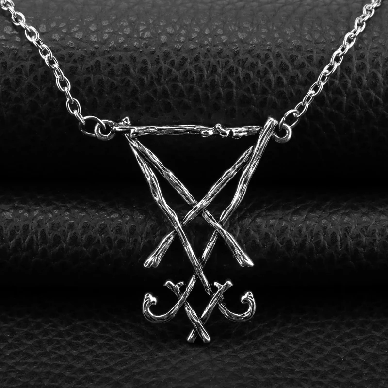 Satanic Jewelry Necklace Men Geometric Baphomet Lucifer Pendant ...