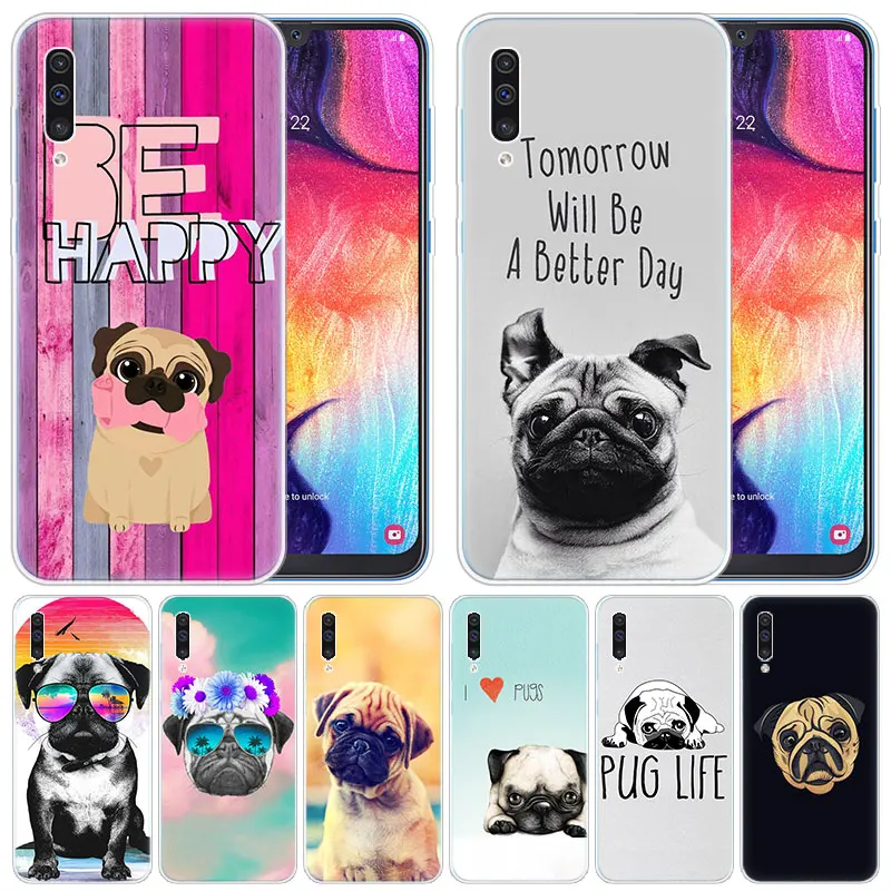 Luxury Soft Silicone Case Cute Dog Pugs For Samsung Galaxy A50 A70 A80 ...