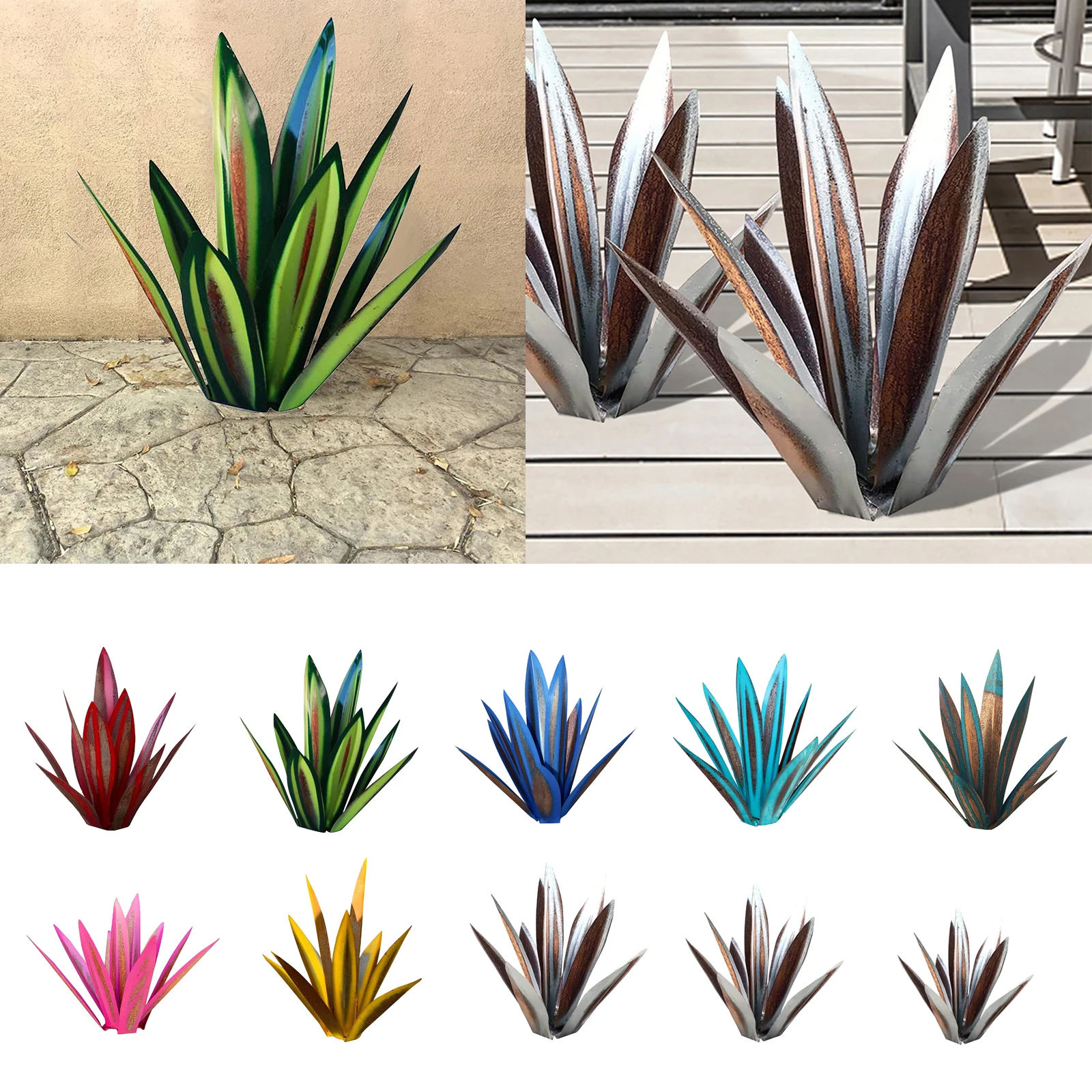 1pc-Artificial-Snake-Plant-DIY-Metal-Agave-Plant-Art-Outdoor-Home ...