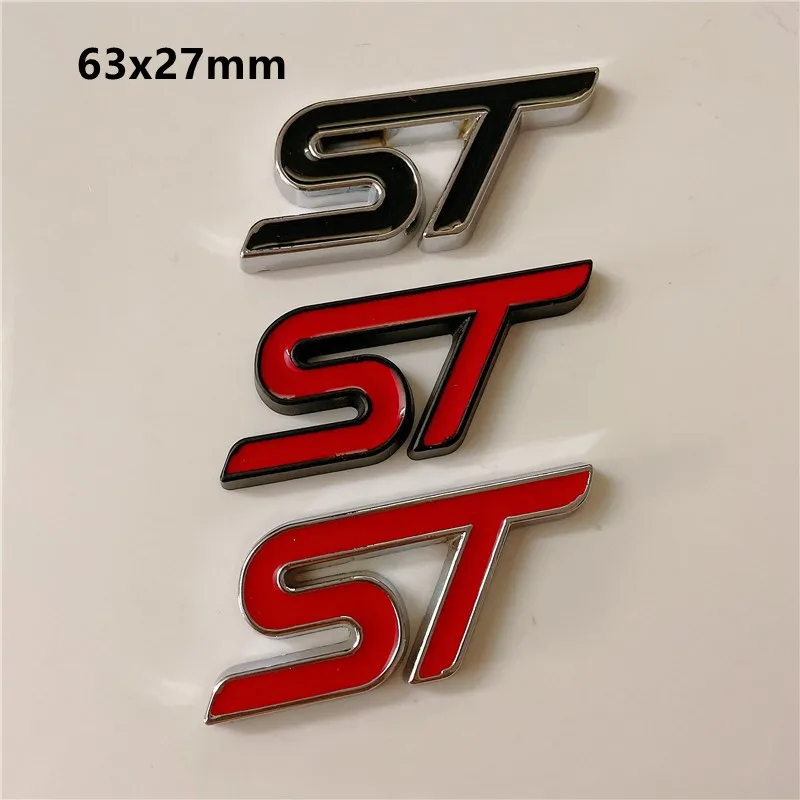 50X-Metal-Styling-Red-Blue-Black-ST-Chrome-Car-Emblem-Badge-Auto-Decal ...