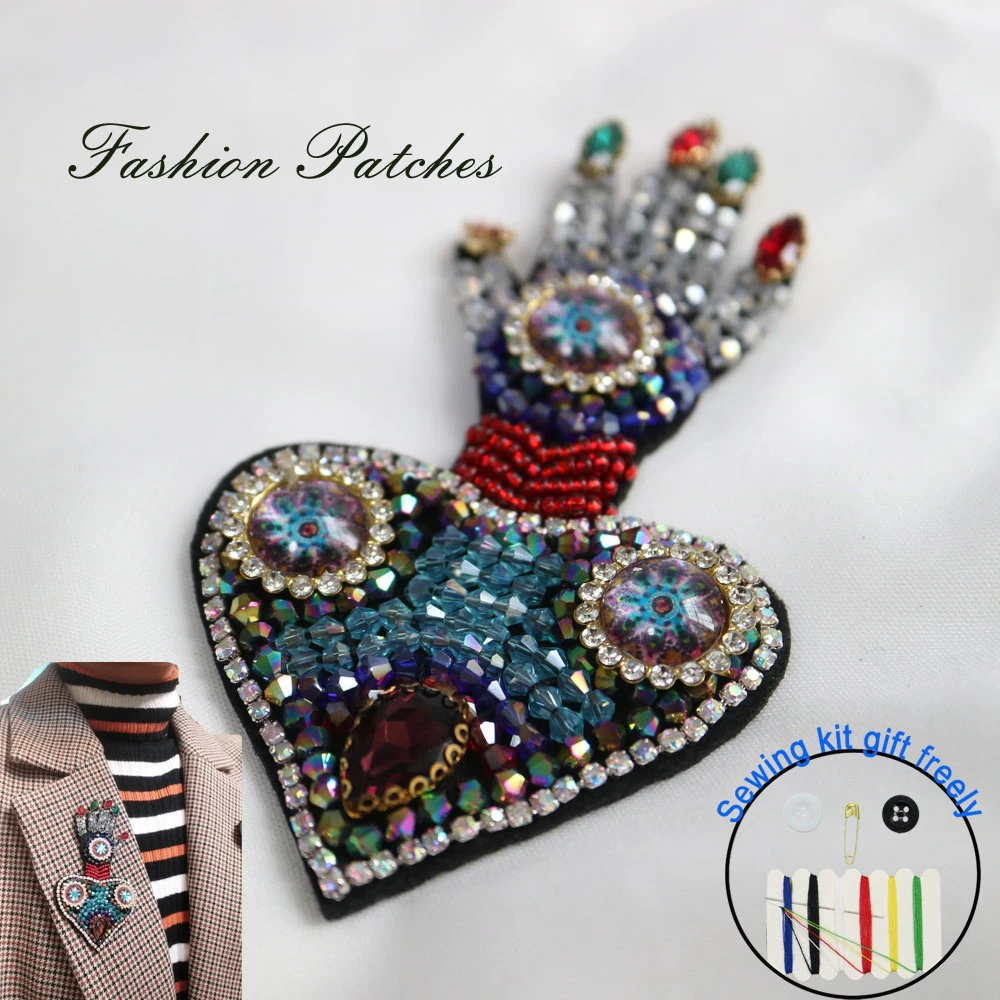 Fashion Diy Heart Beaded Patches For Clothing Sew On Rhinestone Sequins ...