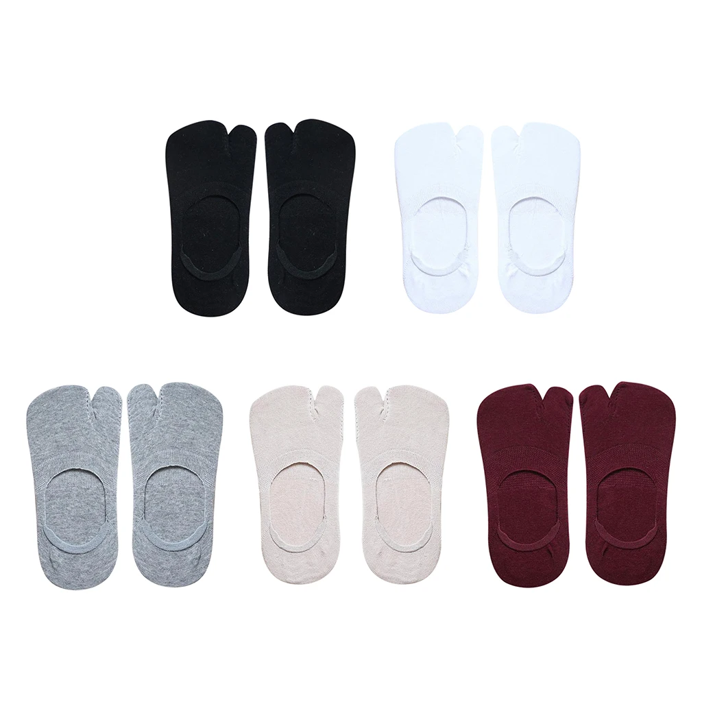 5 Pairs Women's Toe Socks Cotton Two Finger Socks Invisible Foot Guards ...