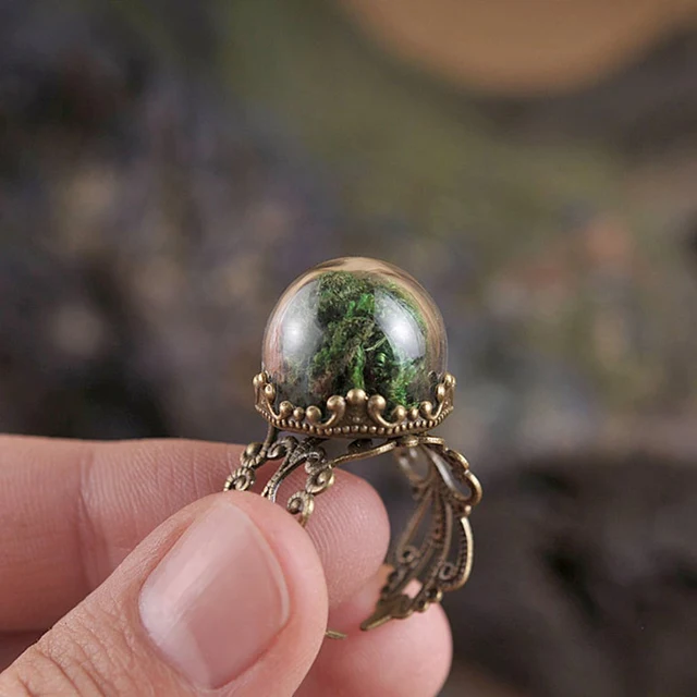 3PCS Green moss ring Botanical ring Natural Dandelion ring Plant ring ...