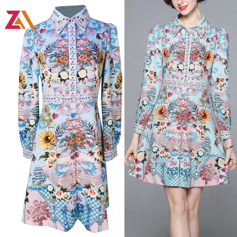 ZALady-design-vintage-elegant-print-mini-dresses-women-s-clothes-long ...