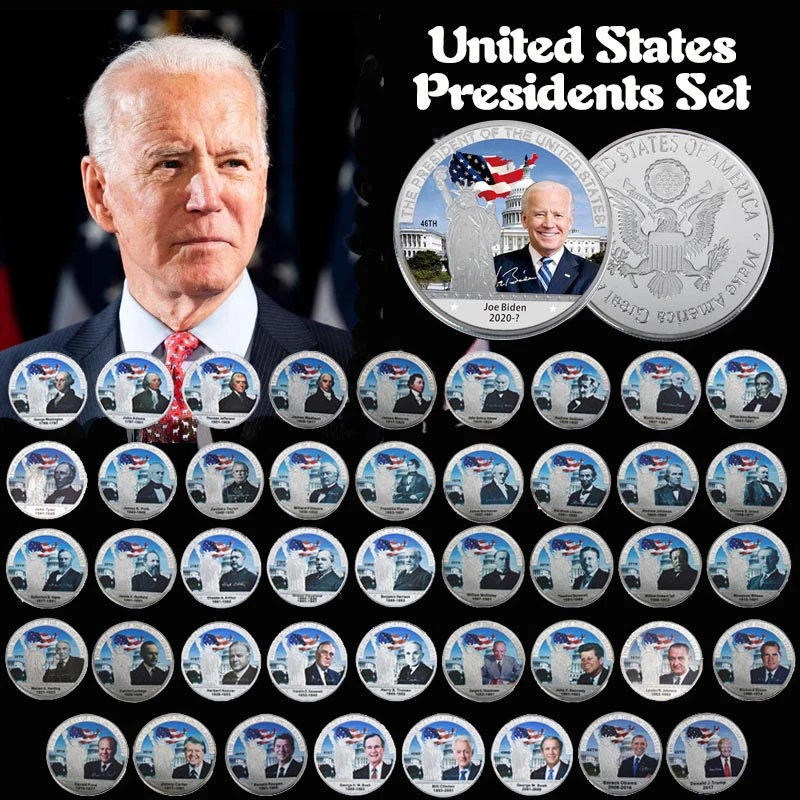 All US Presidents Silver Plated Commermorative Coin Sets In Album US ...