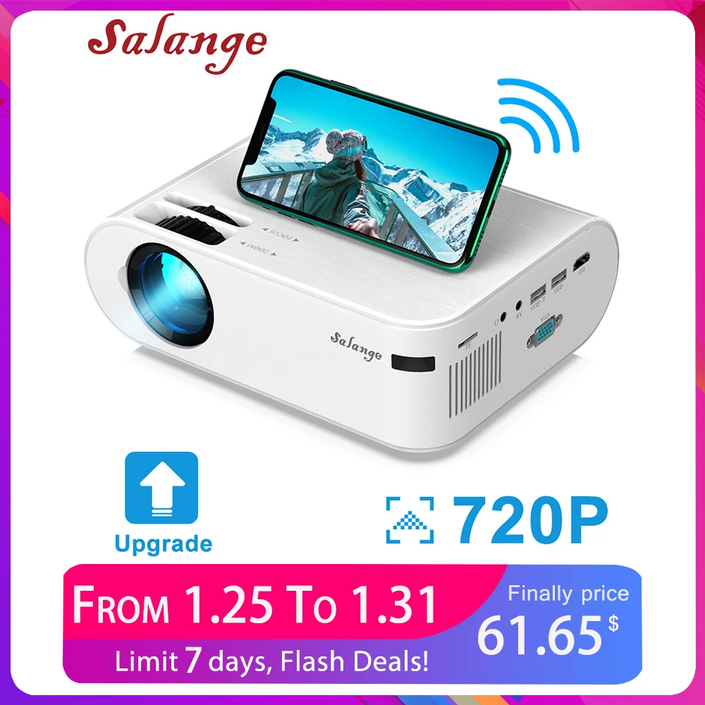 Salange P62 Mini Projector 3600 Lumens, 1920*1080P Supported LED Video ...