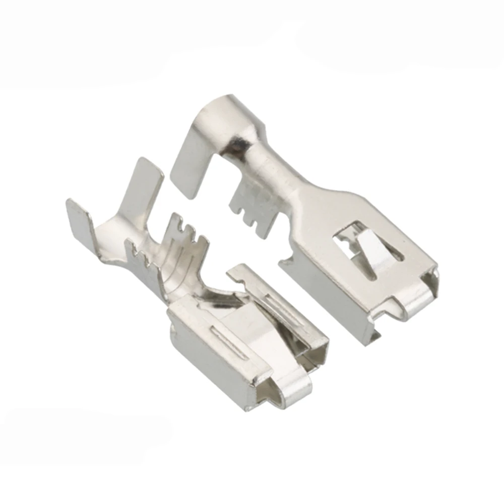 50 PCS 6.3mm DJ6221-6.3C Female Crimp Brass Wire Terminal Tin Copper ...