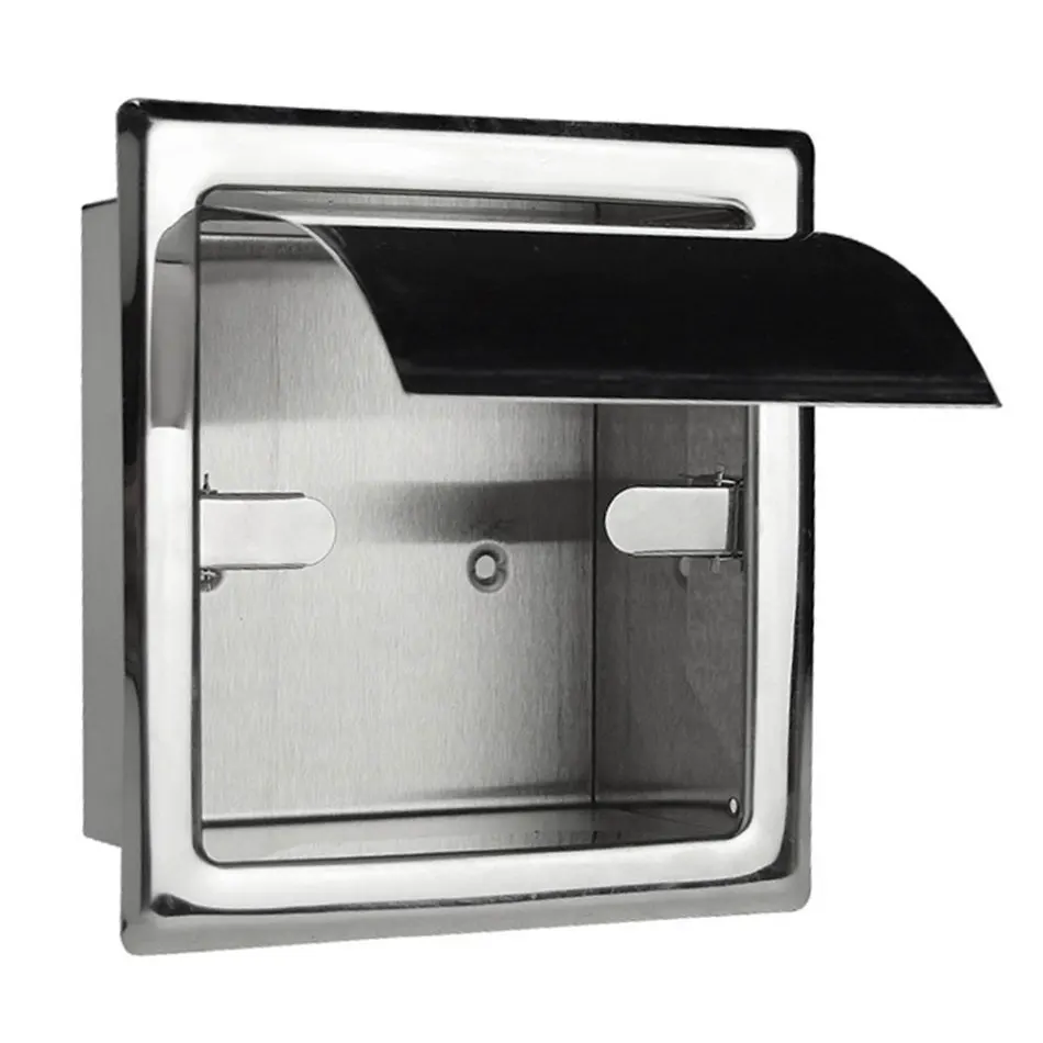 Serviteur Wc,Porte papier hygiénique de salle de bain encastré en acier ...