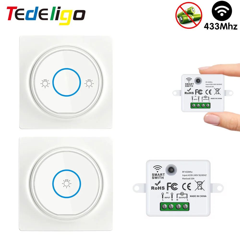 433MHz-Wireless-Smart-Switch-Waterproof-Self-Powered-Push-Button-Wall ...