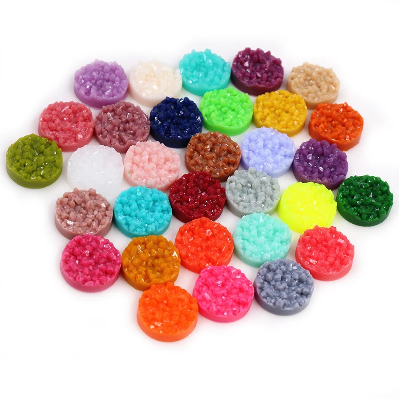 New Colorful 8/10/12mm 40pcs/Lot Natural Ore Flat Back Resin Cabochons ...