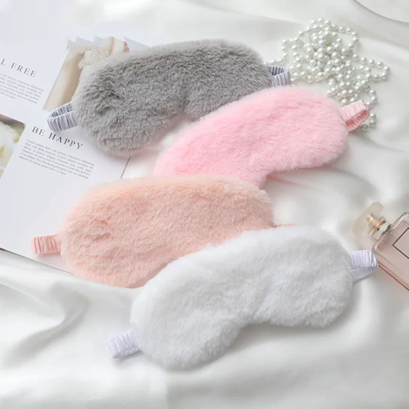 1PC Cute Simple Eye Mask Rabbit fur Cartoon Sleeping Mask Plush ...