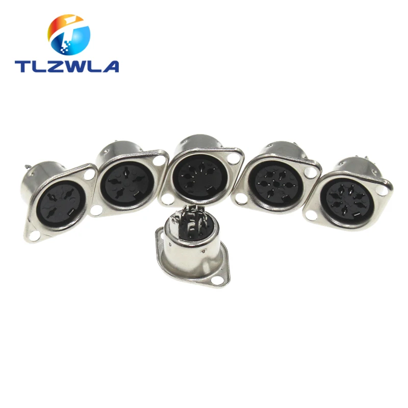 5PCS 3/4/5/6/7/8PIN Panel Mount Female Jack DIN Adapter MIDI Cable ...