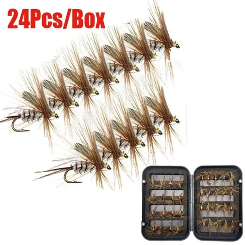 12-24Pcs-Mosquito-Fly-Fishing-Flies-Set-Insect-Baits-for-Trout-Dry-Fly ...