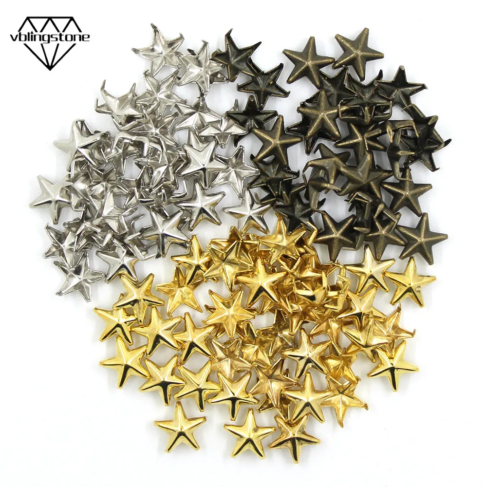 100Pcs Star Shape Rivets Silver Metal 5 Claws Studs Crafts DIY For ...