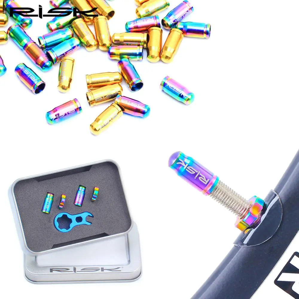 RISK-Titanium-Bike-Valve-Cap-Mountain-Road-Bicycle-Tubeless-Presta ...