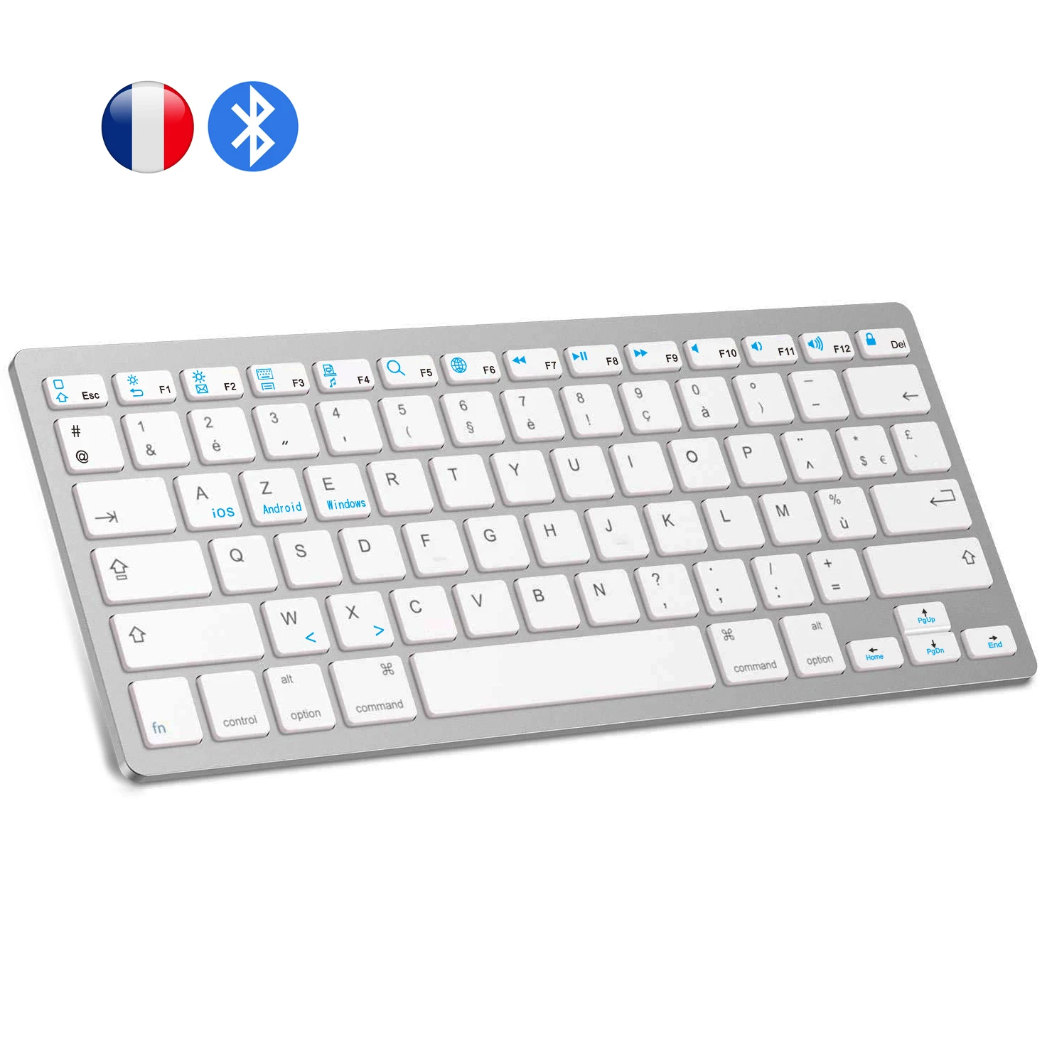 Portable-AZERTY-French-Layout-78Key-Bluetooth-Keyboard-Slim-Wireless ...