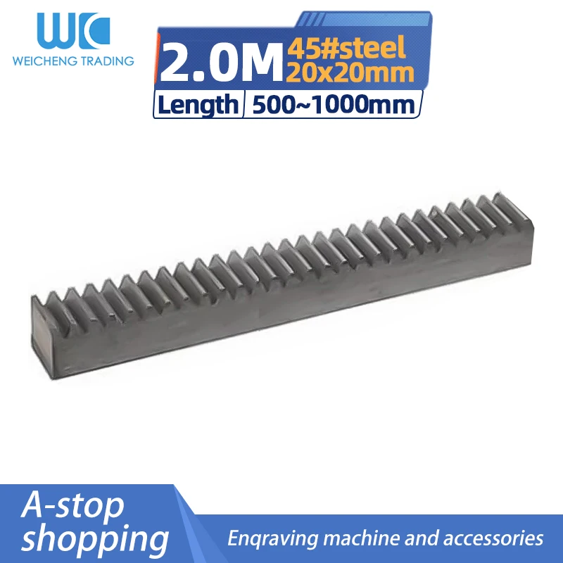 1pc Mod2 spur Gear rack right teeth 20*20 length 500/1000/1500/2000mm ...