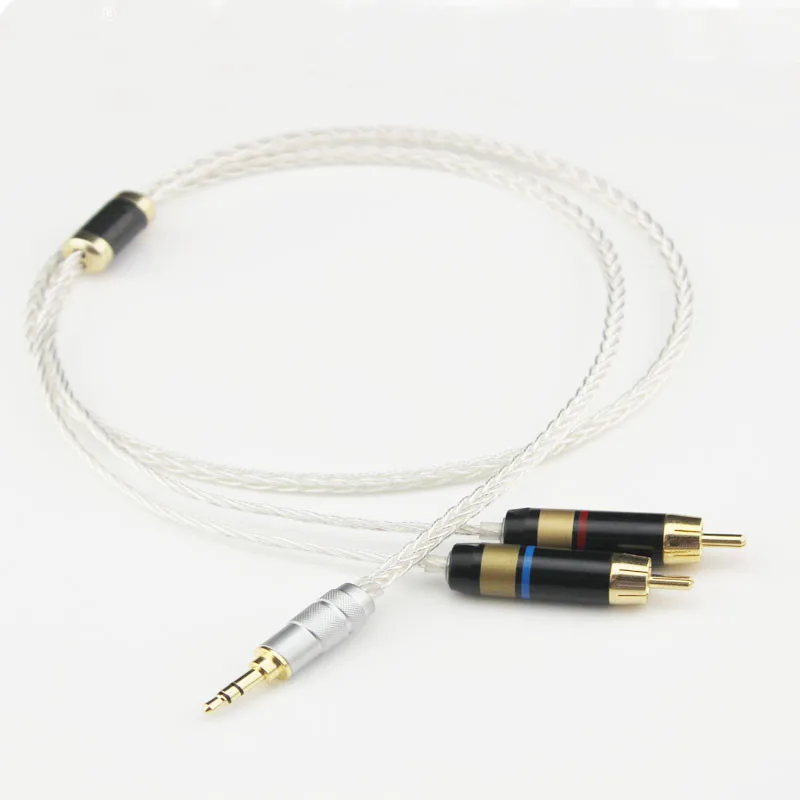 Single Crystal Silver Hifi Computer Audio Cable Double Lotus Plug One ...