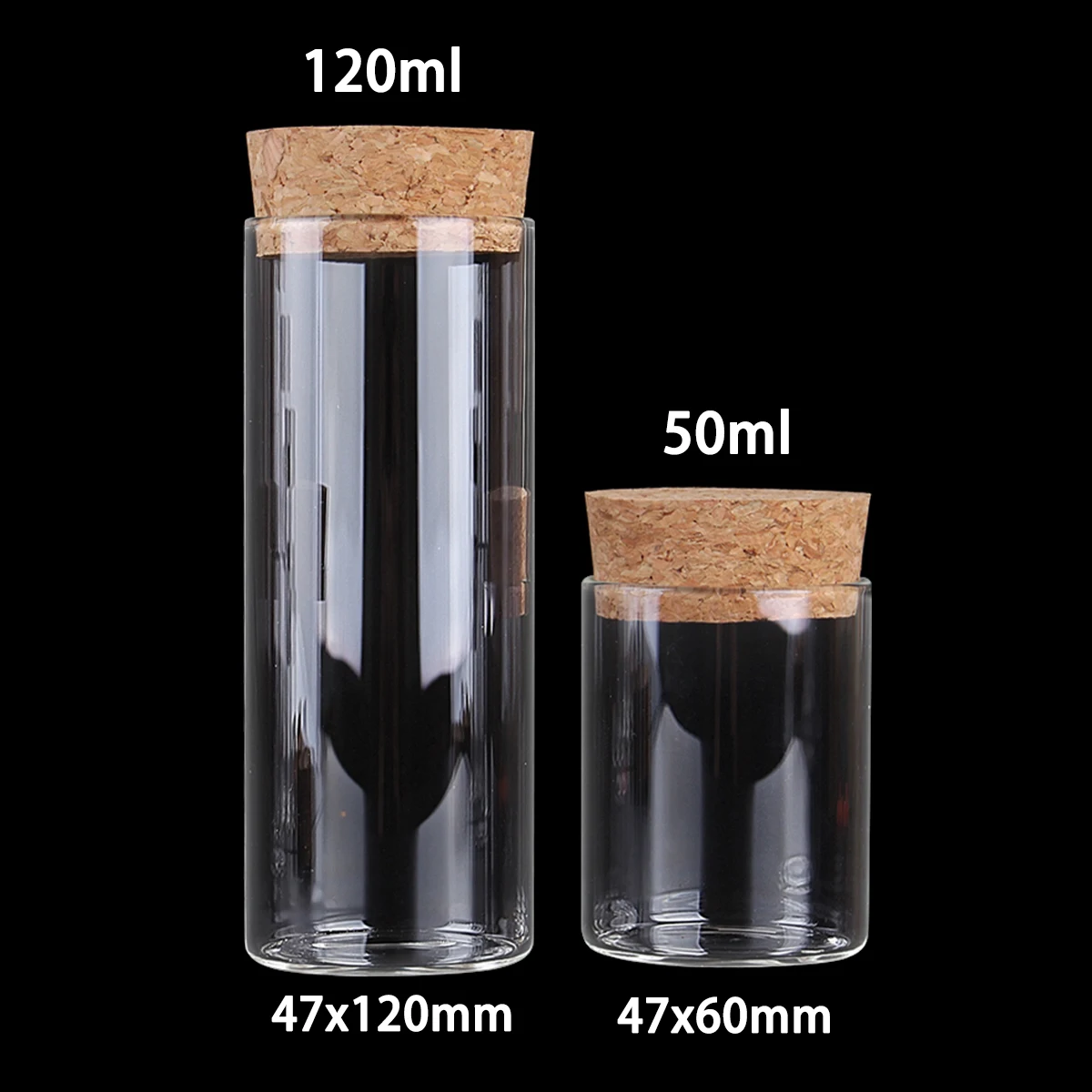12pcs/lot 50ml 120ml Glass Test Tube with Cork Stopper Glass Bottles ...