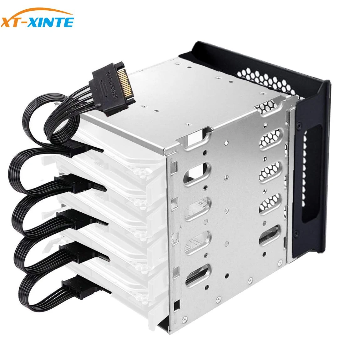 XT XINTE 5x 3.5" HDD Hard Drive Cage Rack SAS SATA Hard Drive Disk Tray ...