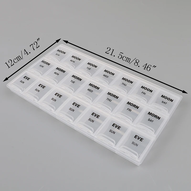 Pill storage box,13.3x5.9x2cm--Pilulier Transparent À 21 Compartiments ...