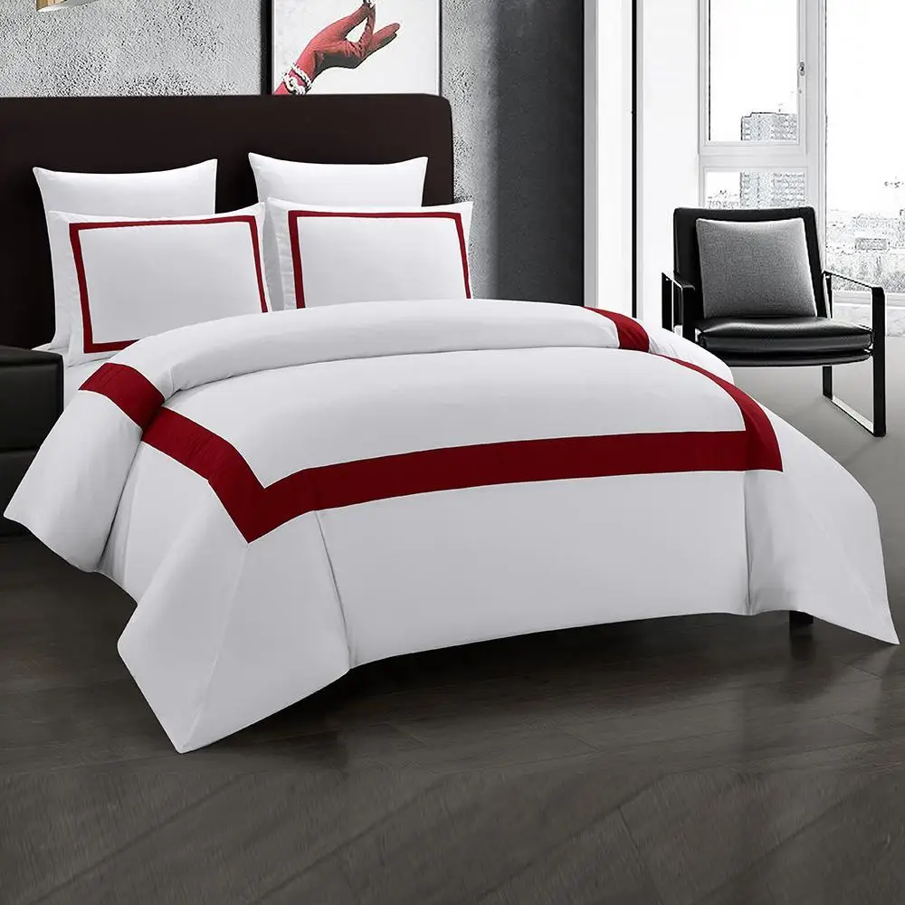 Red-Double-Bed-Set-Luxo-Costura-Consolador-Conjuntos-de-cama-Roupa-de ...