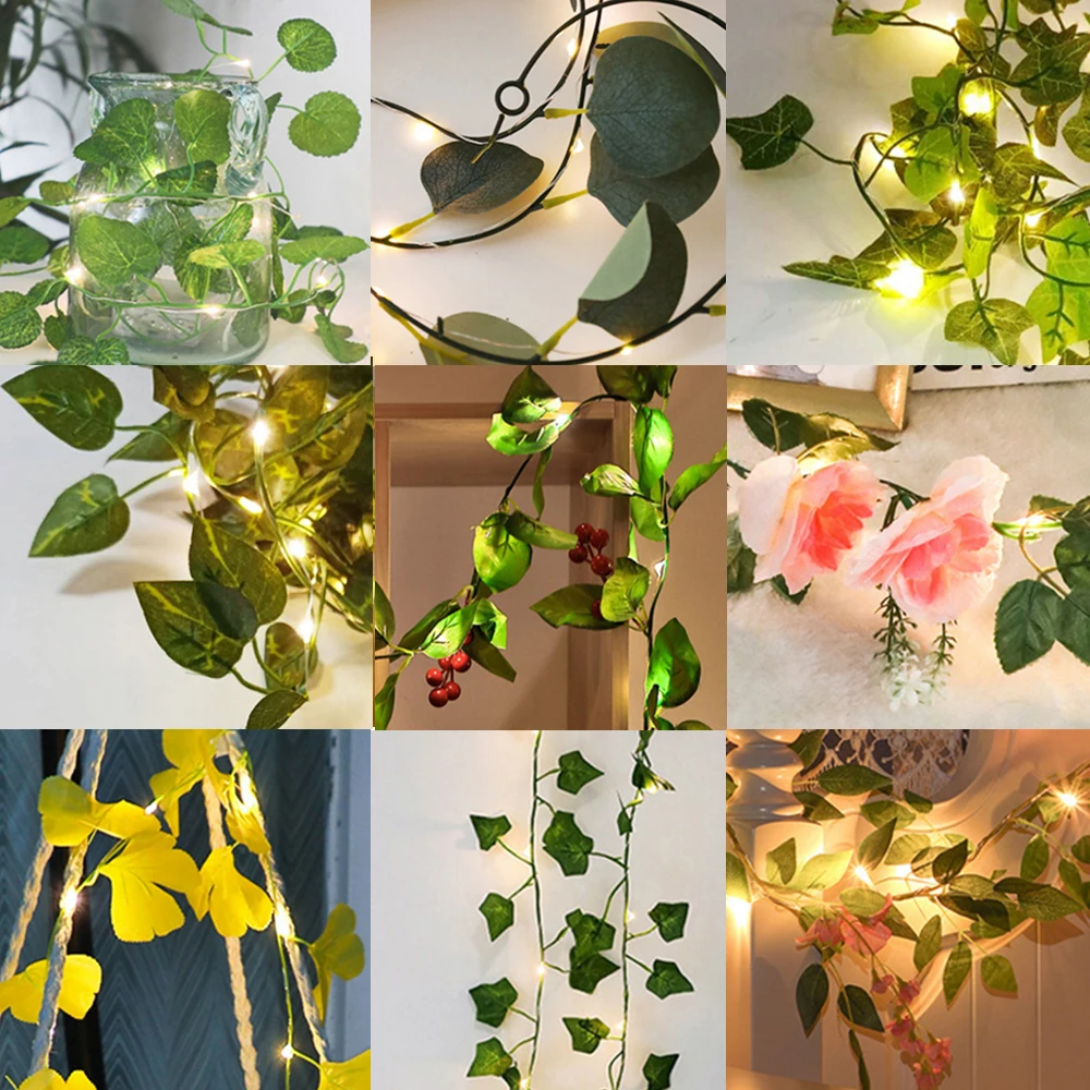 Green-Leaf-Led-String-Light-4-5V-Lvy-Vine-Leaves-Flower-Garland-Fairy ...