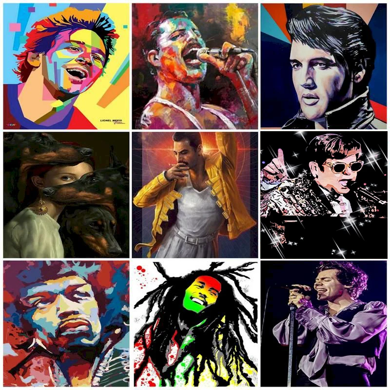 Painting-By-Numbers-Painted-Singing-Man-Set-Colorful-Oil-Pictures ...