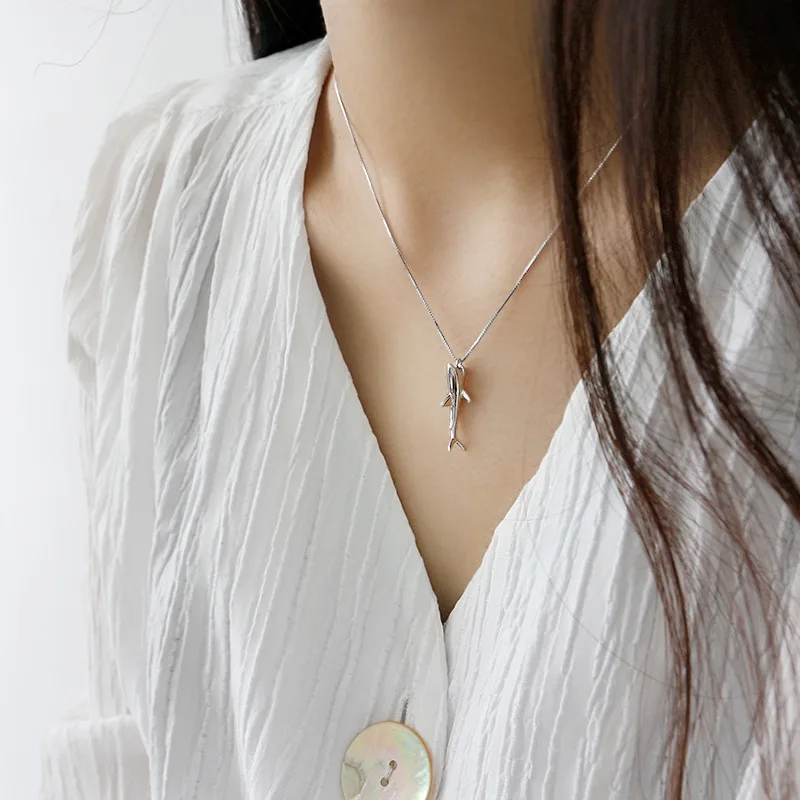 SHANICE INS заявление стерлингового серебра 925 ниша INS простое ожерелье с акулой женщин Чокеры ...