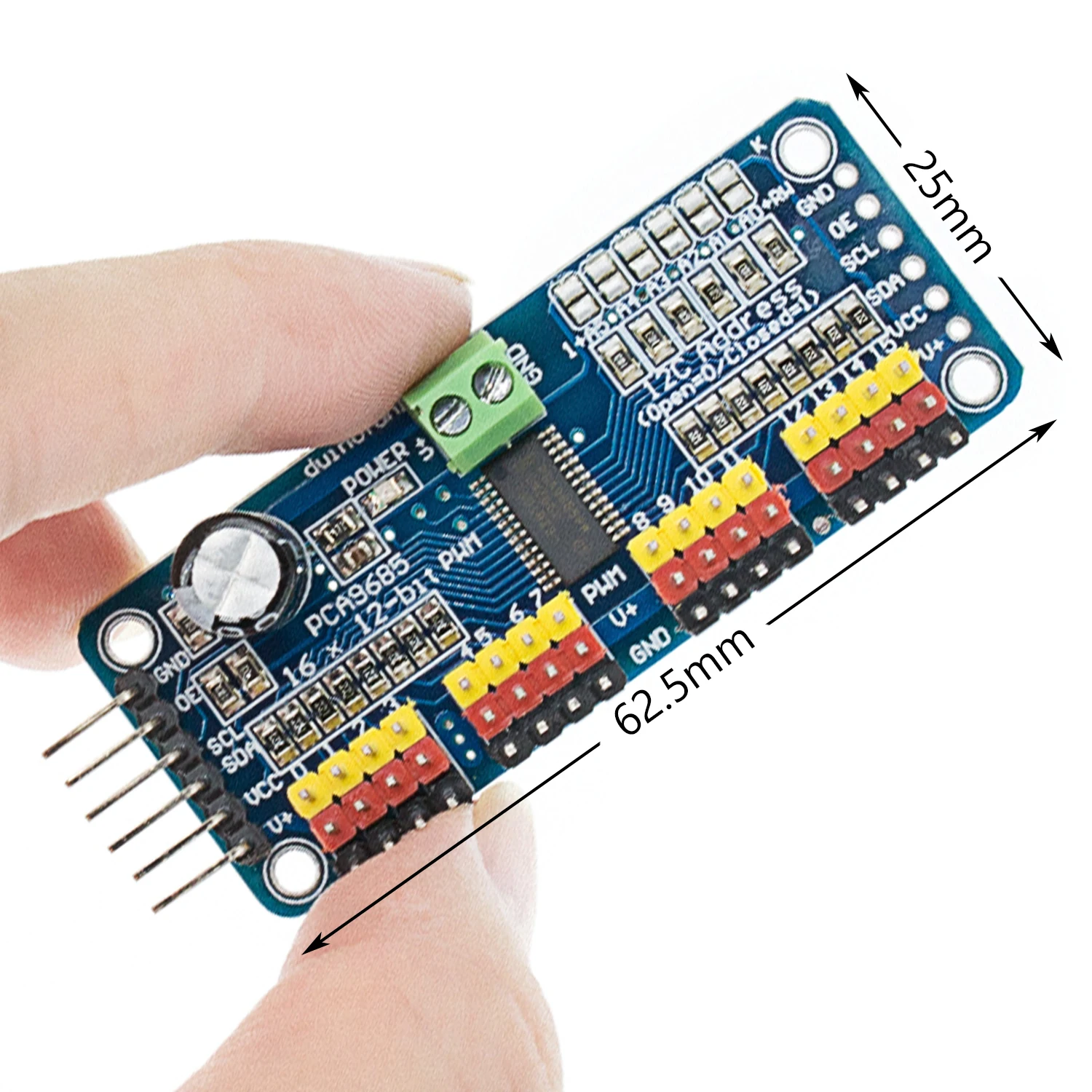 Interfaz PWM/Servo Driver I2C, 16 canales, 12 bits, módulo PCA9685, 16 PWM para Arduino, 10 ...