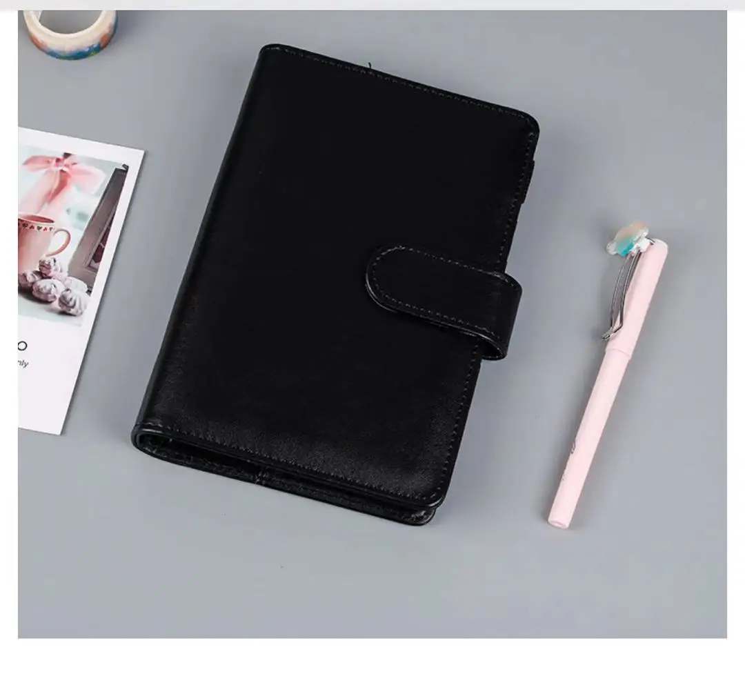 Blanc - Classeur en cuir PU A5 pour ordinateur portable, Classeur à 6 anneaux, Licence ...