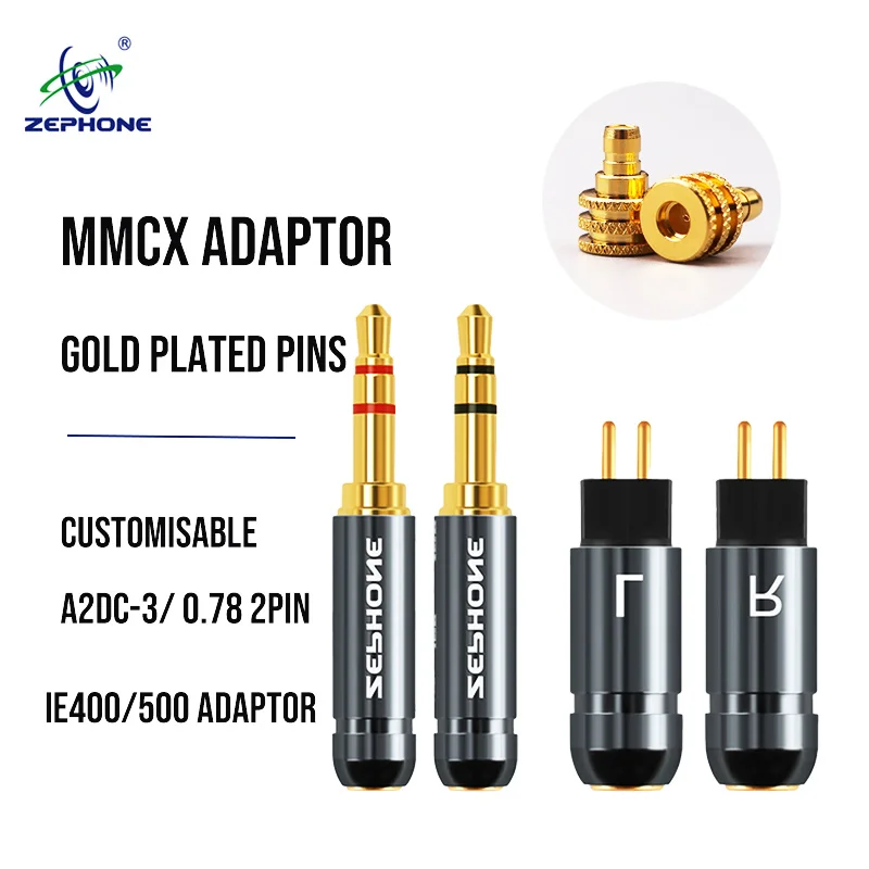 Zephone MMCX Female Adaptor Convert To 0.78mm 2 Pin, A2DC, 3.5mm Gold Plated Plugs Suited for ...