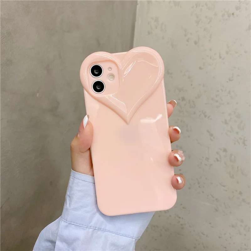 3D Love Heart Cute Phone Case For iPhone 14 11 12 13 15 Pro Max X XR XS ...