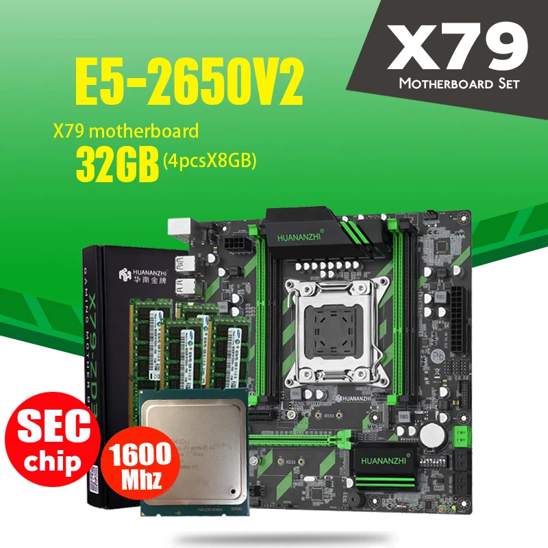 HUANAN ZHI X79 ZD3 Motherboard M.2 NVME MATX With Intel Xeon E5 2650 V2 2.5GHz CPU 4*8GB = 32GB ...