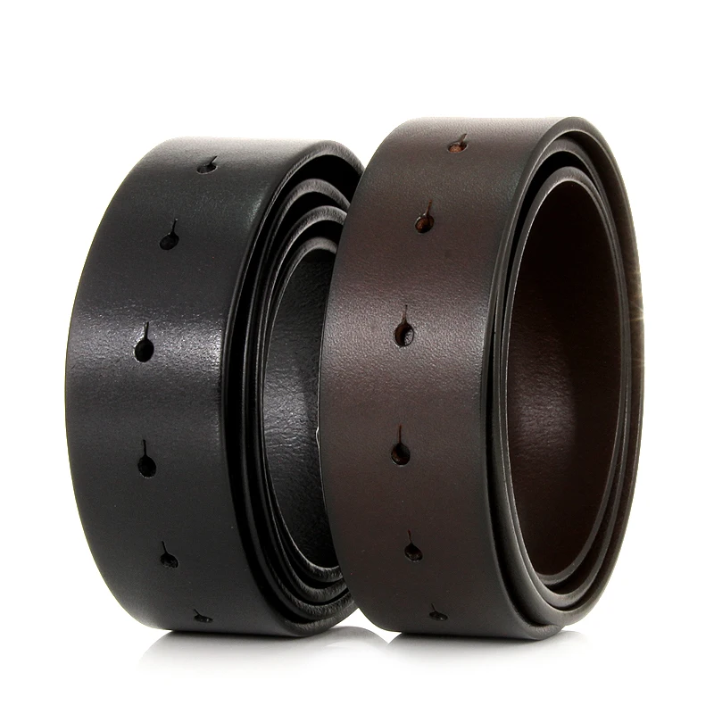 Pure Cowhide Belt Strap 3.3cm 3.8cm Round Hole Belt No Buckle Genuine ...