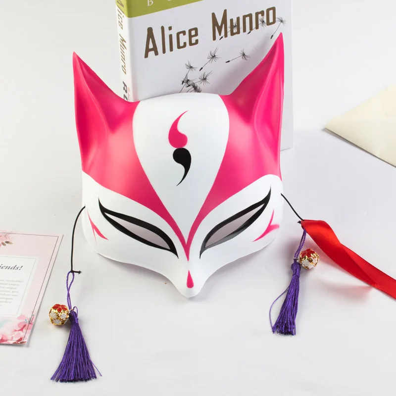 Anime Kabuki Kitsune Fox Half Face Rave Cosplay Mask - AllCosplay.com