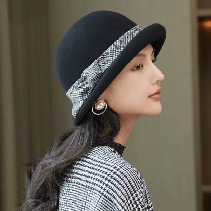 Mother Top Grade Gift Female Winter Cloche Hat Lady FormalFelt Fedora ...