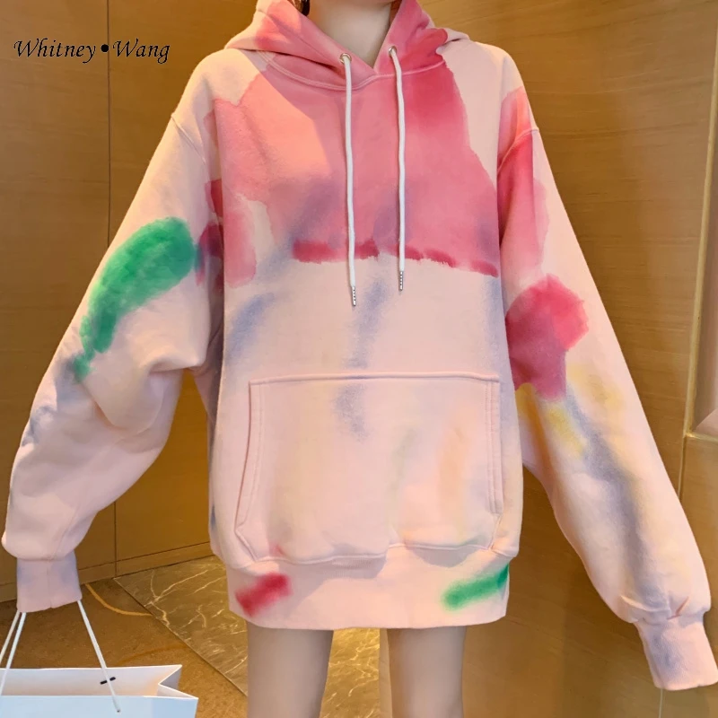 WHITNEY WANG Frühling Herbst Fashion Street Gemalt Oversize Mit Kapuze ...