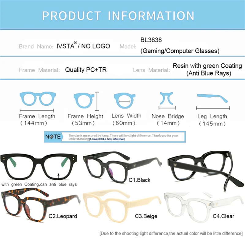 Ivsta компьютерные очки игровой анти синий светильник блок прозрачная близорукость стимпанк