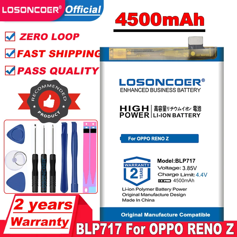 LOSONCOER-Top-Brand-100-New-4500mAh-BLP717-Battery-For-OPPO-RENO-Z ...