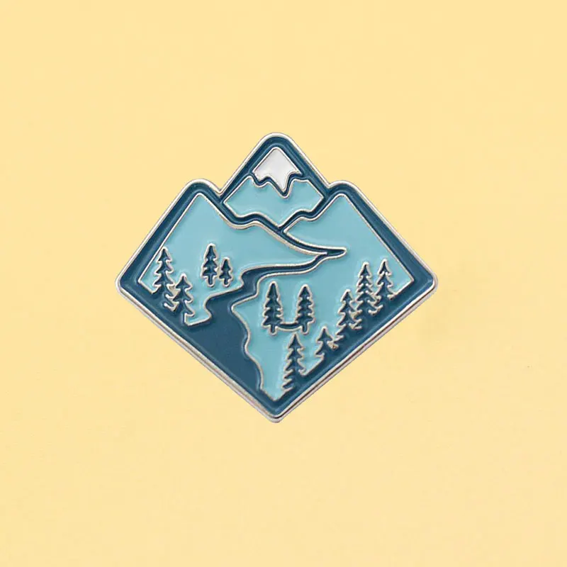 Mountain Adventure Enamel Pins Cute Forest Landscape Outdoors Explore ...