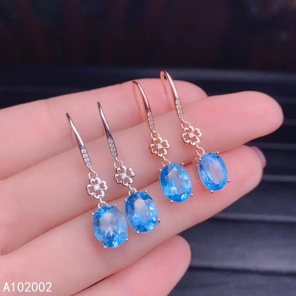 KJJEAXCMY pendientes de plata de ley 925 con Topacio azul natural ...