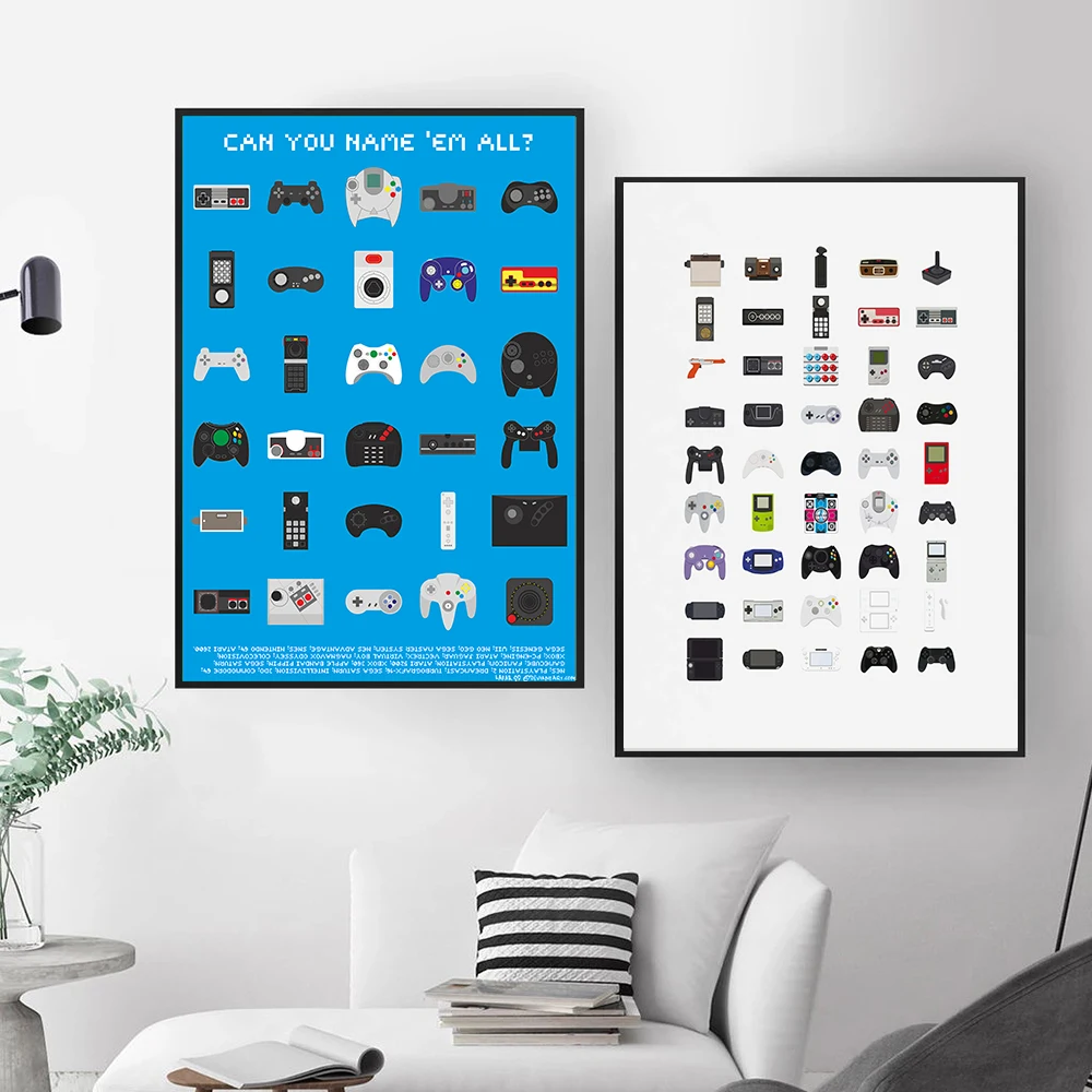 Video Game Controllers Poster Print Handheld Game Console Canvas ...