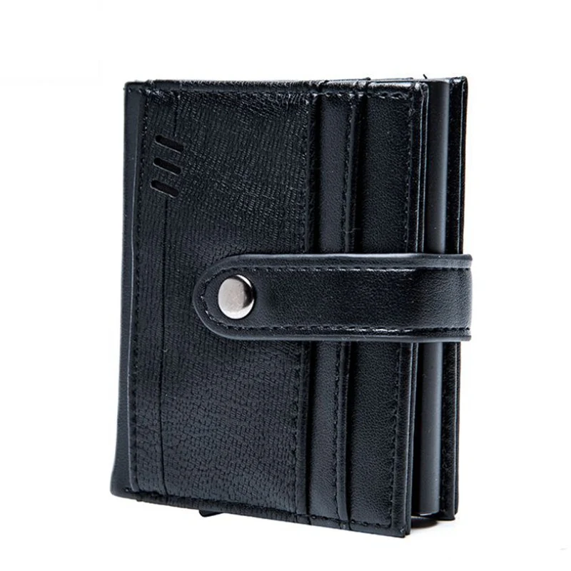 Porta cartão em couro rfid, carteira masculina multifuncional em ...